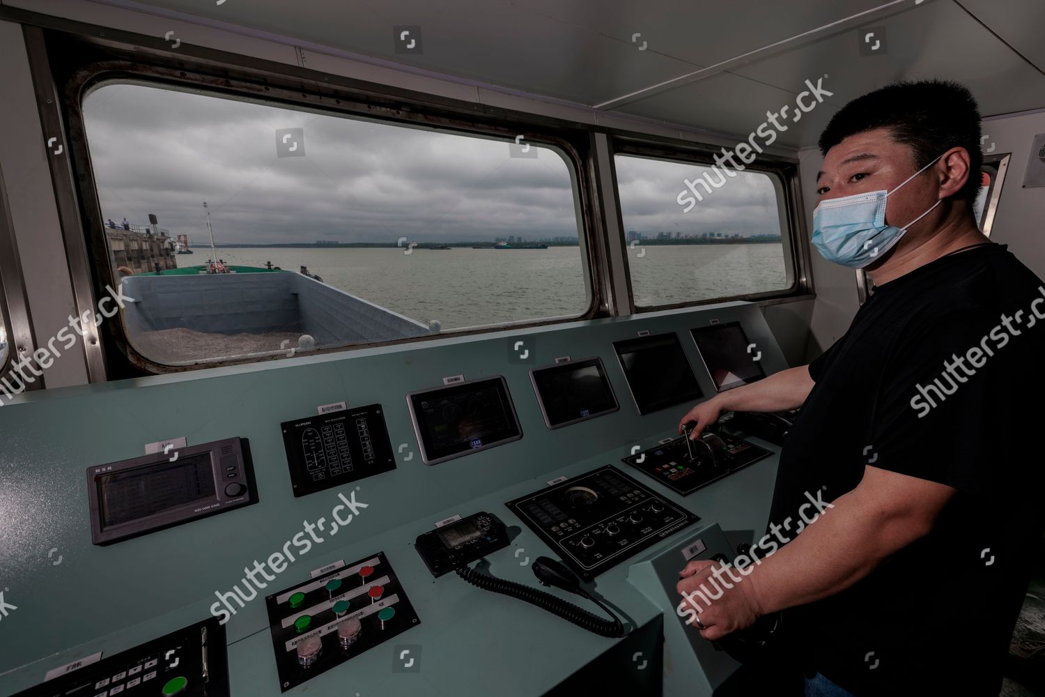 Captain Steers Electric Cargo Ship Shiplink Editorial Stock Photo ...