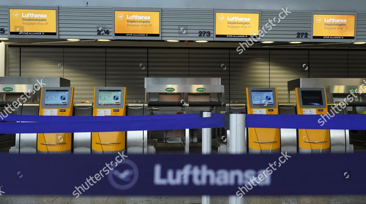 Empty Lufthansa Checkin Counters International Airport Editorial Stock