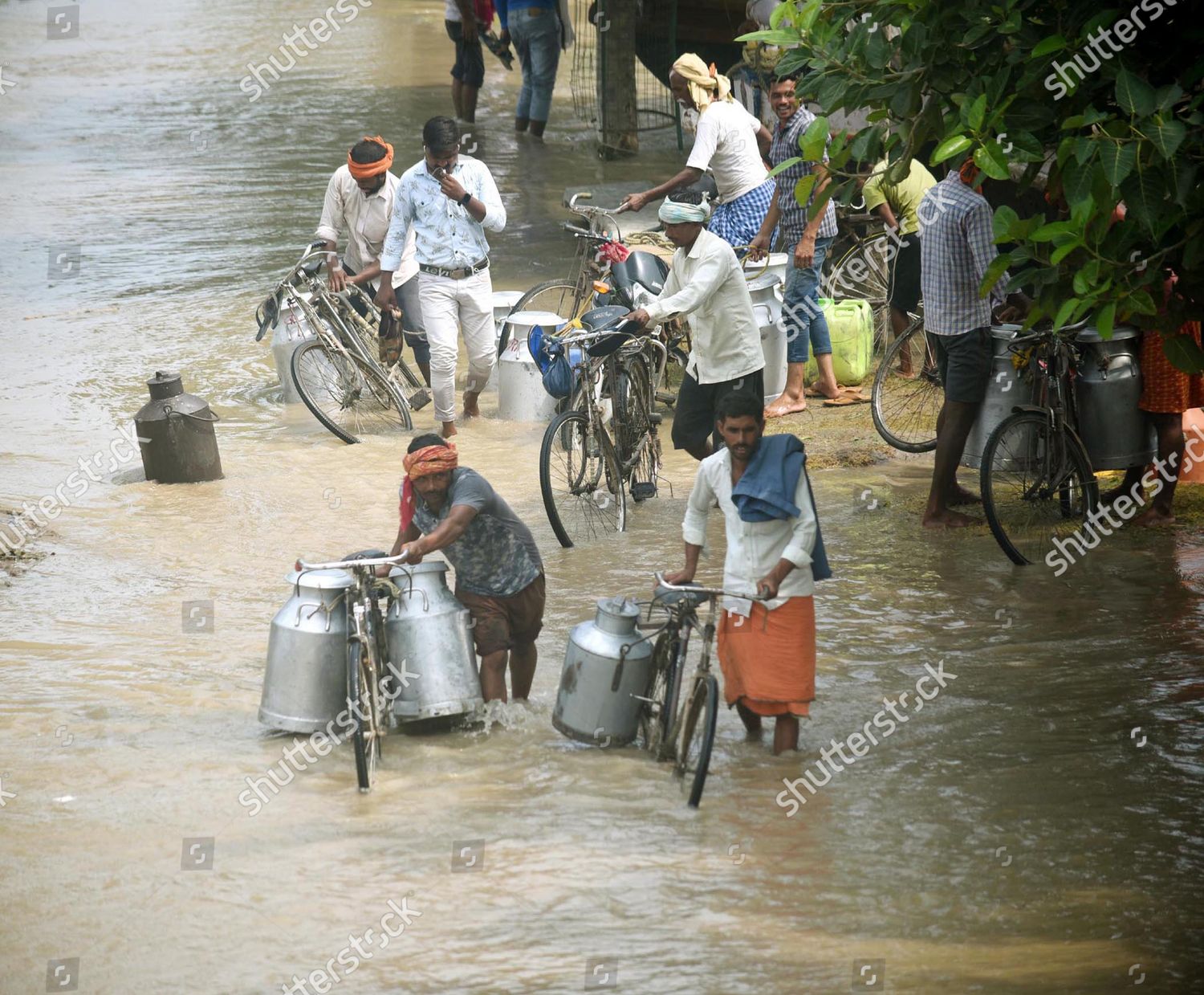 Villagers Wade Through Waterlogged Stretch Digha Editorial Stock Photo ...