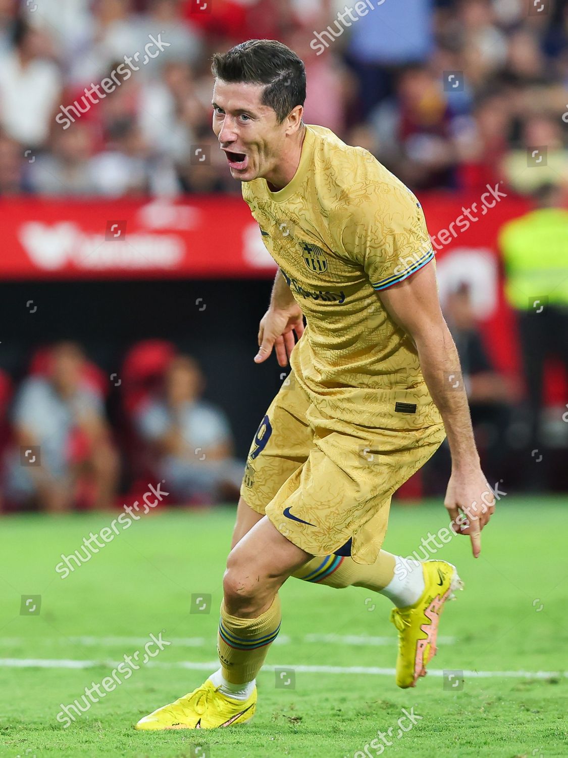 Robert Lewandowski Fc Barcelona Celebrate Goal Editorial Stock Photo ...