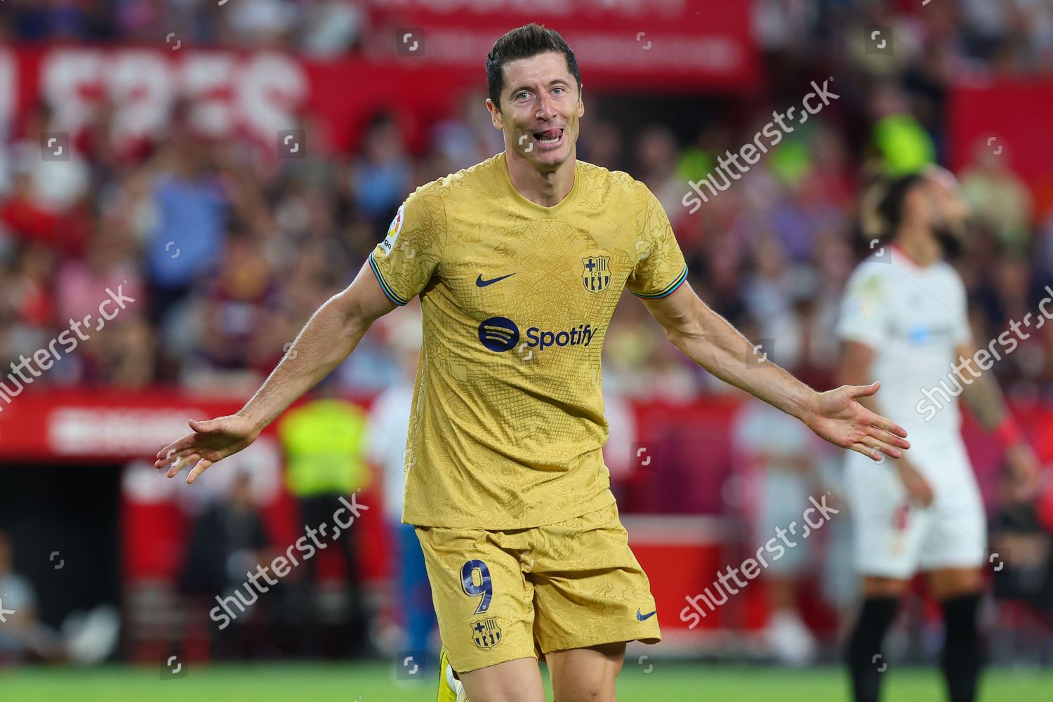 Robert Lewandowski Fc Barcelona Celebrate Goal Editorial Stock Photo ...