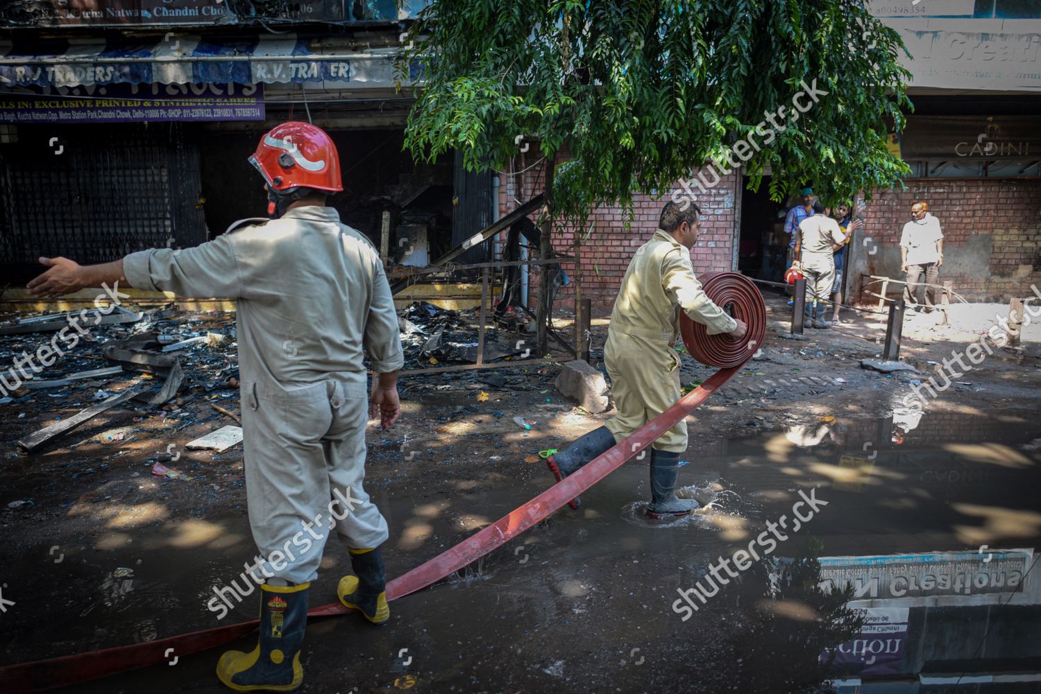 Fire Fighters Try Douse Fire That Editorial Stock Photo - Stock Image ...