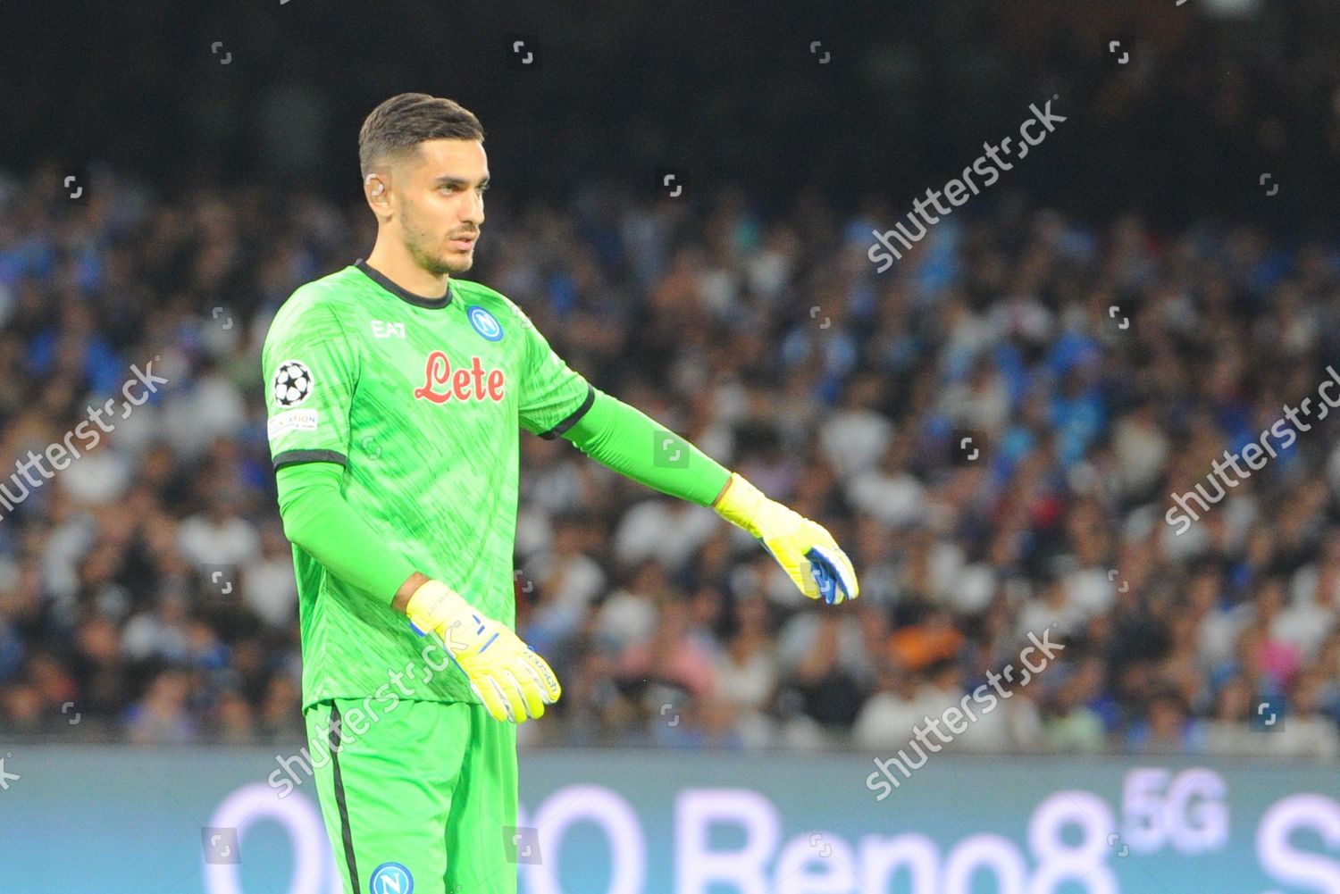 Alex Meret Gesticulates During Uefa Champions Editorial Stock Photo ...