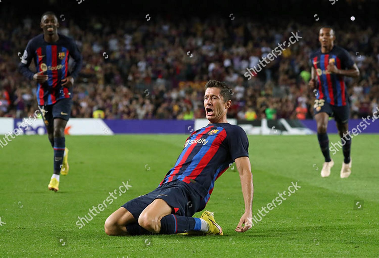 Robert Lewandowski Goal Celebration During Match Editorial Stock Photo ...