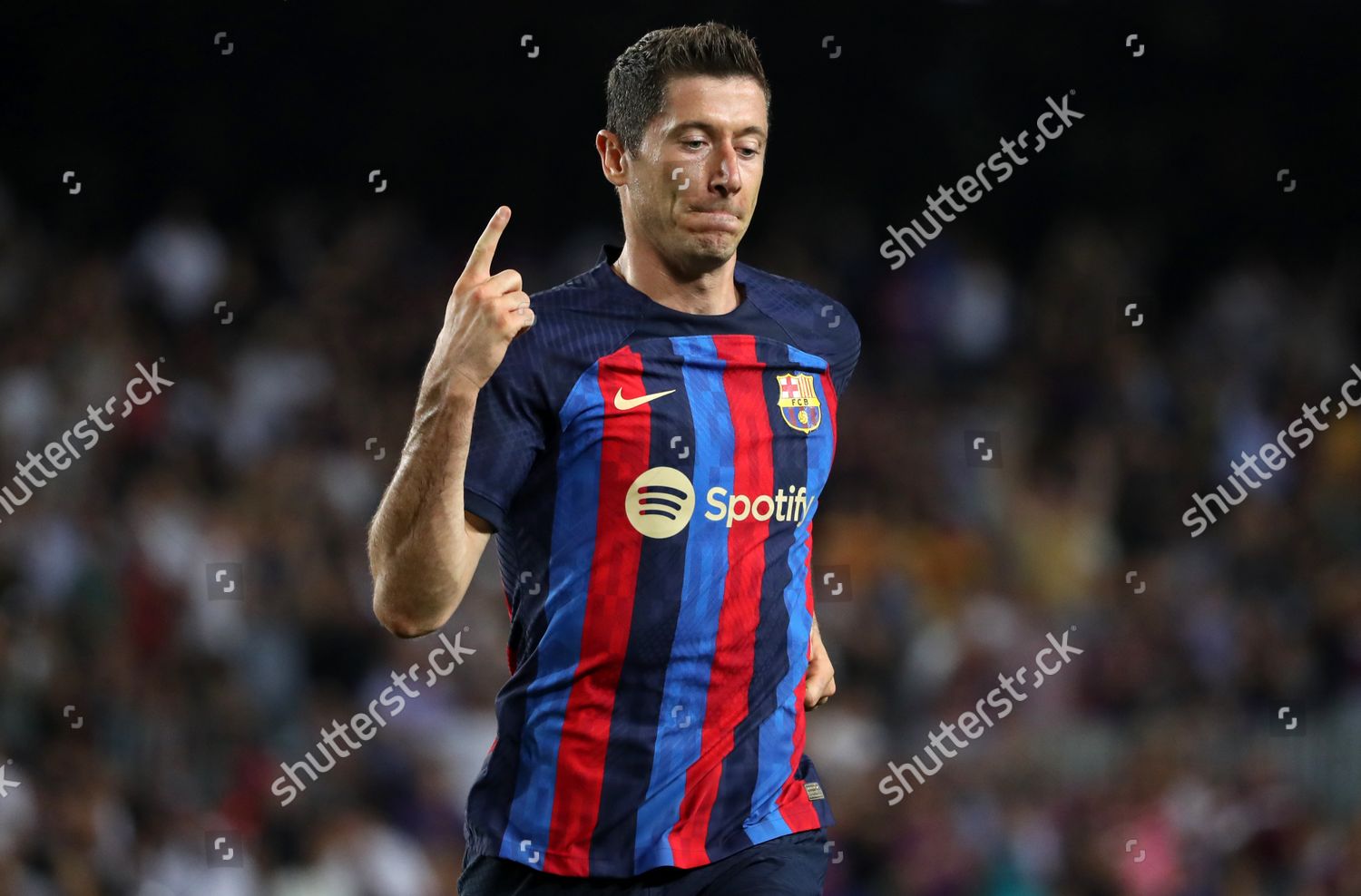 Robert Lewandowski Goal Celebration During Match Editorial Stock Photo ...
