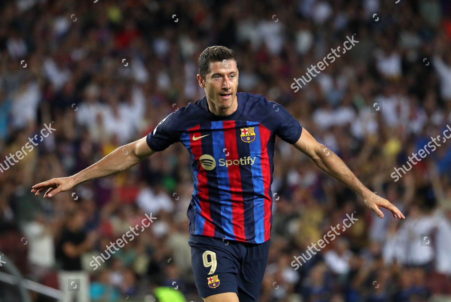 Robert Lewandowski Goal Celebration During Match Editorial Stock Photo ...