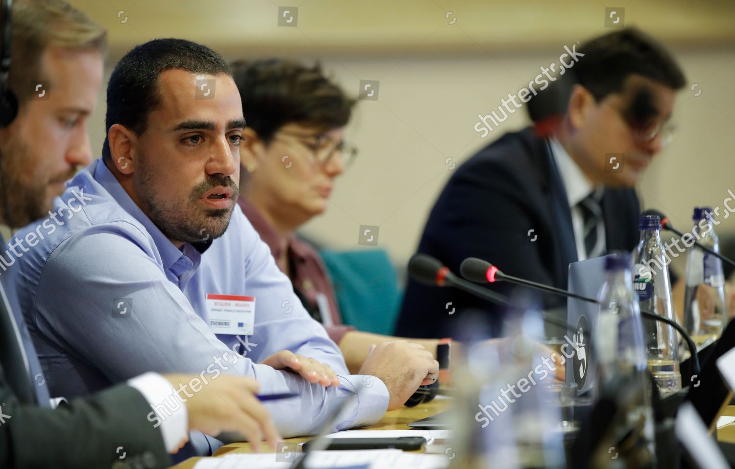Greek Journalists Stavros Malichudis 2l Eliza Editorial Stock Photo ...