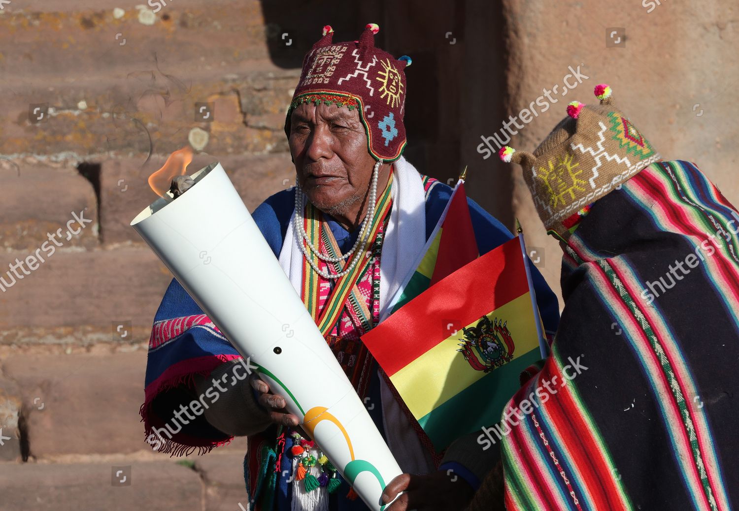 Aymara Priests Light Torch Doors Kalasasaya Editorial Stock Photo ...