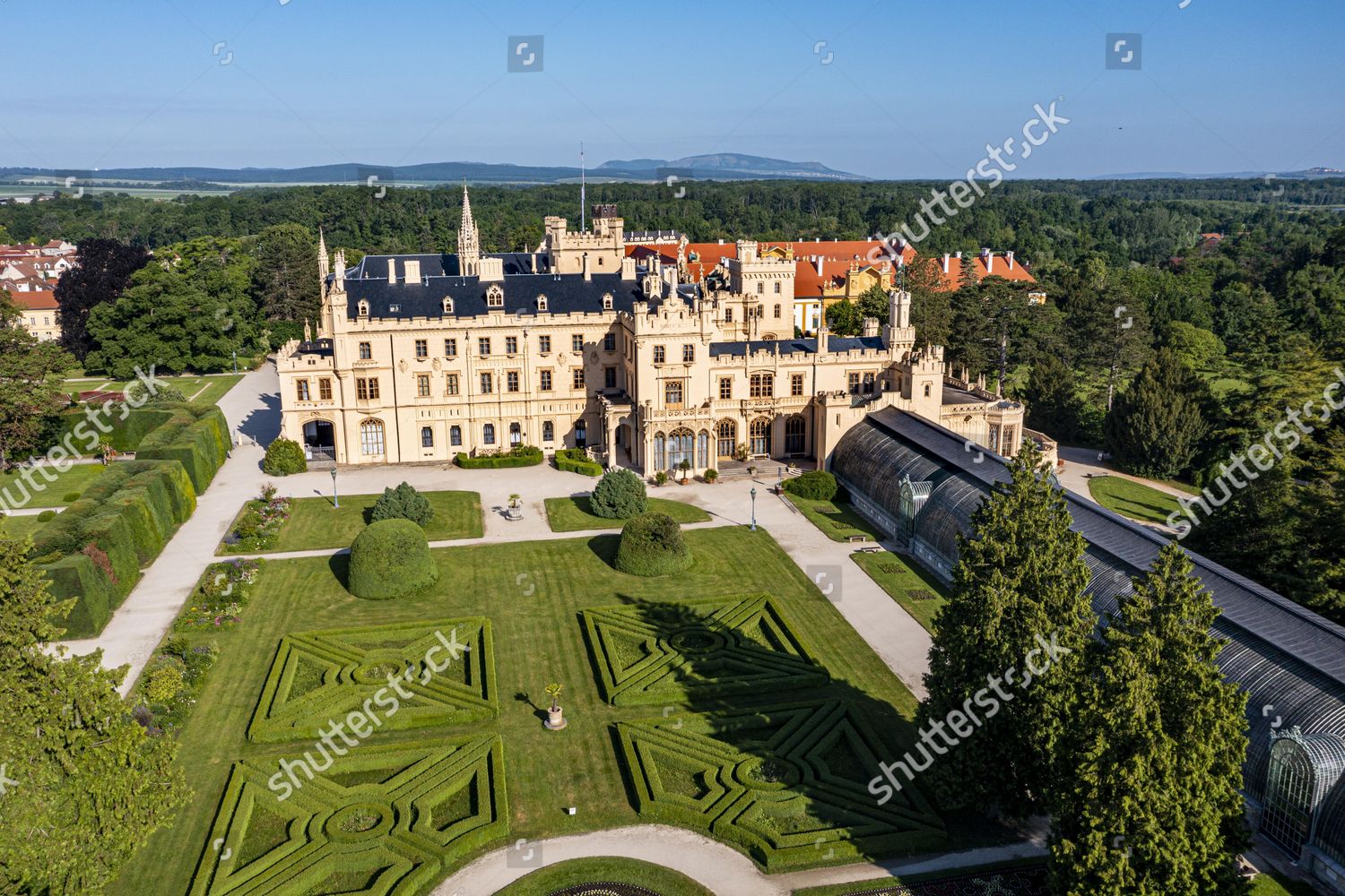 Aerial Lednice Palace Unesco Site Lednicevaltice Editorial Stock Photo ...