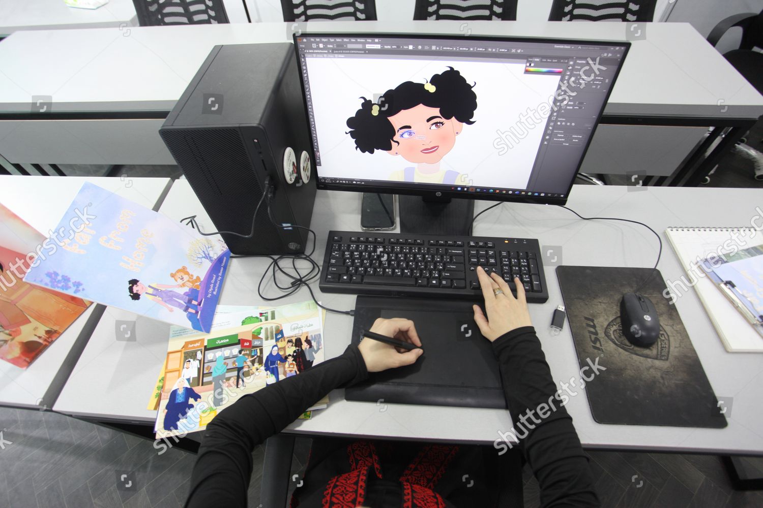 Palestinian Samar Nassar Draws Graphic Cartoon Editorial Stock Photo ...
