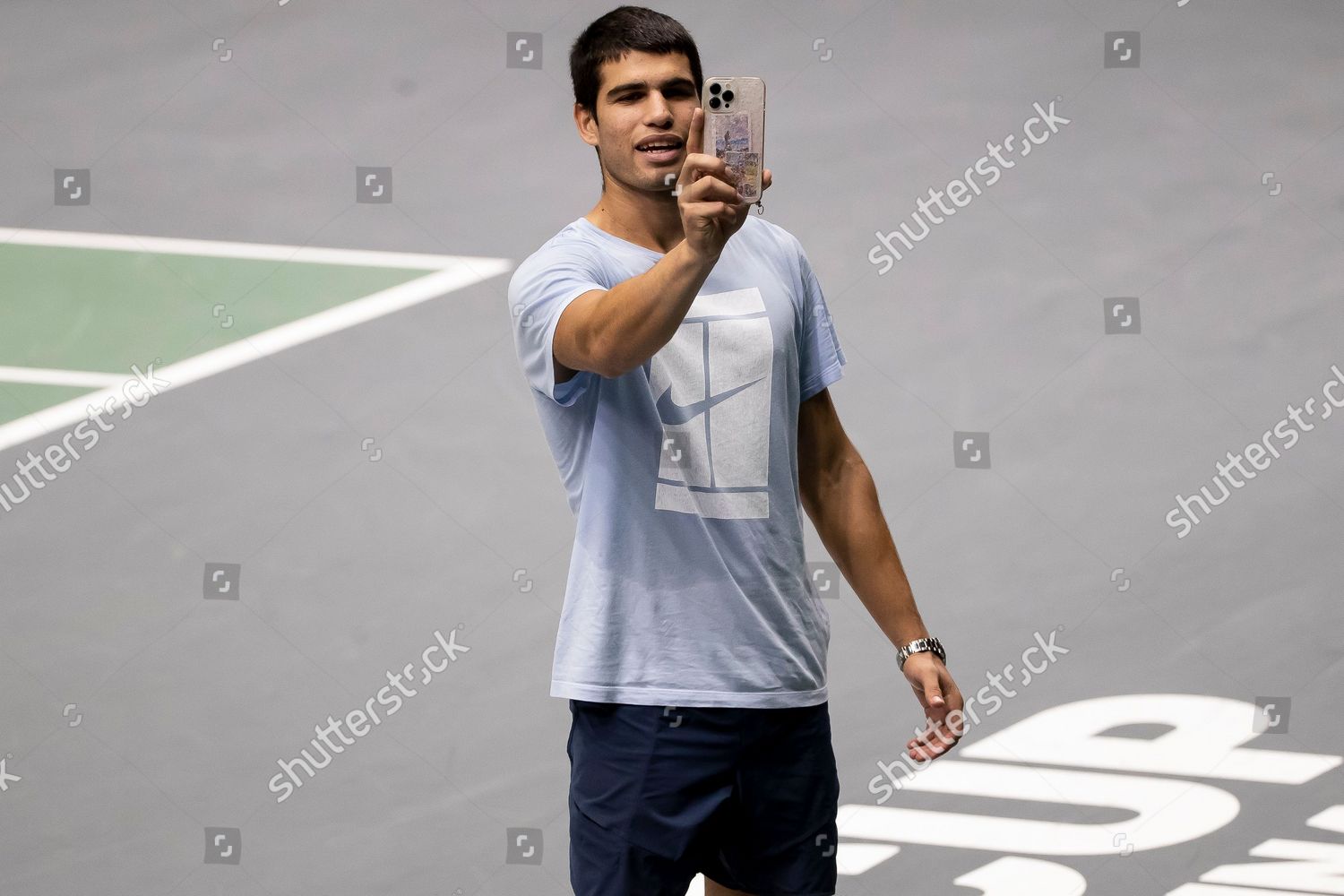 Carlos Alcaraz During Training Sessions Spain Editorial Stock Photo ...