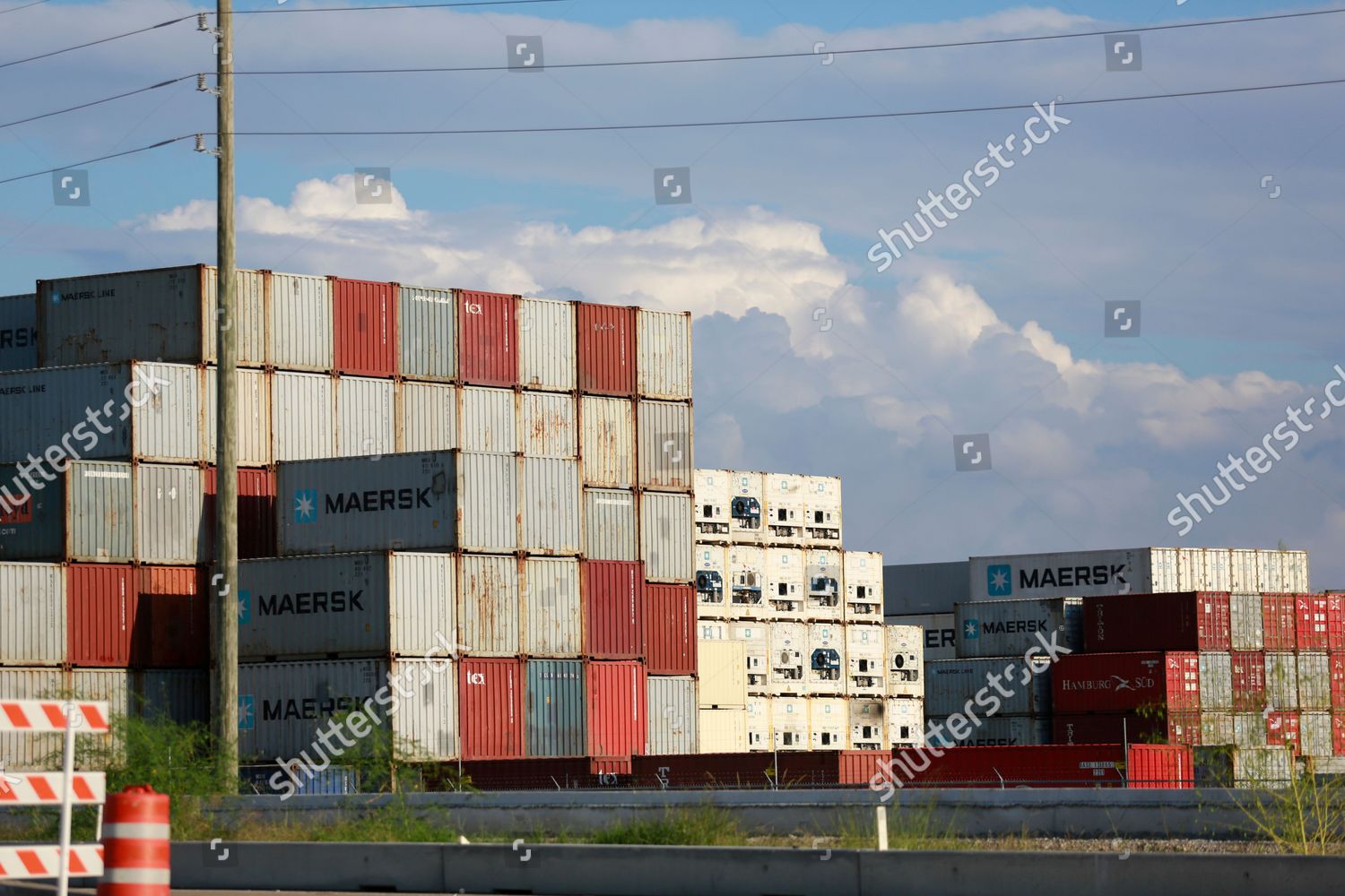 Piles Shipping Containers Seen Port Houston Editorial Stock Photo ...