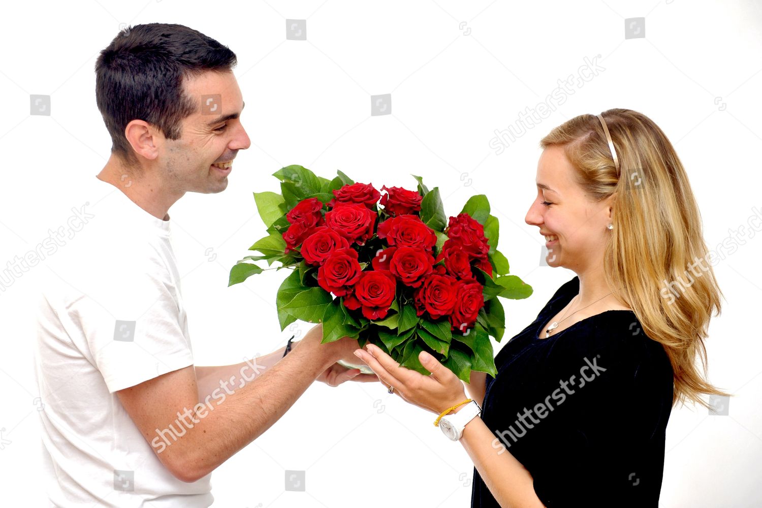 Model Released Young Woman Receiving Roses Editorial Stock Photo ...