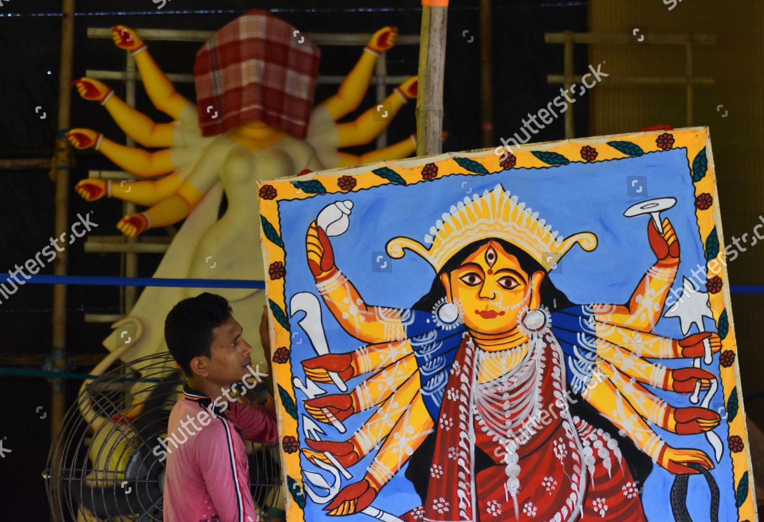 Artisan Carrying Pattachitra Painting Durga Idol Editorial Stock Photo ...