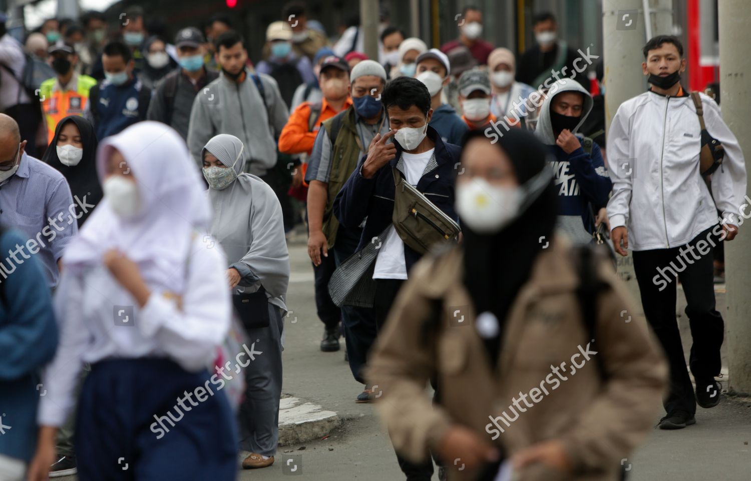 Indonesian Workers Walk Out Commuter Line Editorial Stock Photo - Stock ...