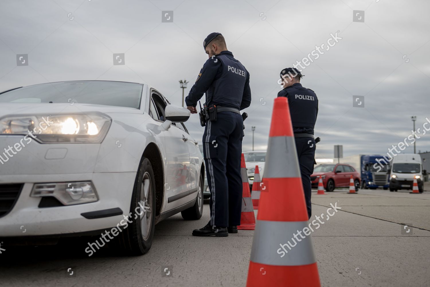 Austrian Police Officers Check Vehicles Search Editorial Stock Photo ...