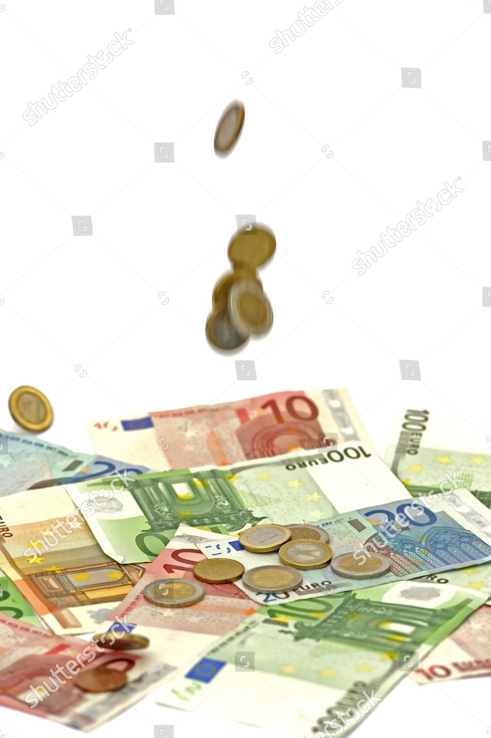 Euro Coins Fall On Euro Banknotes Editorial Stock Photo - Stock Image ...
