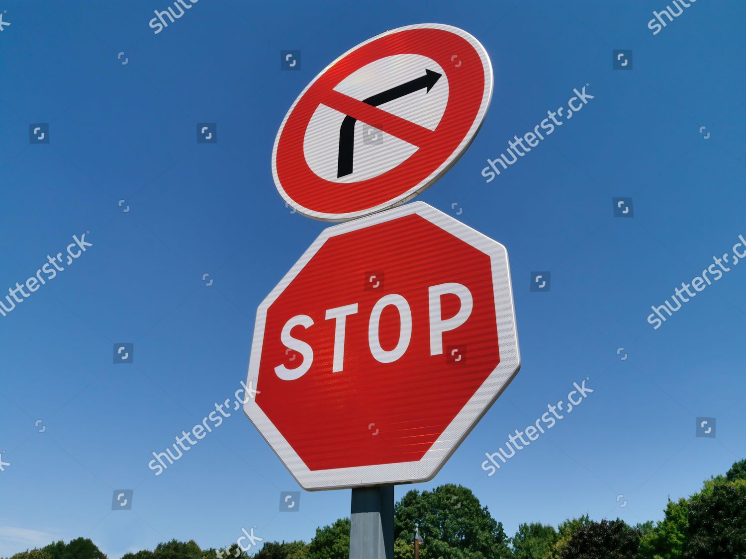 Traffic Sign Stop Turning Right Prohibited Editorial Stock Photo ...