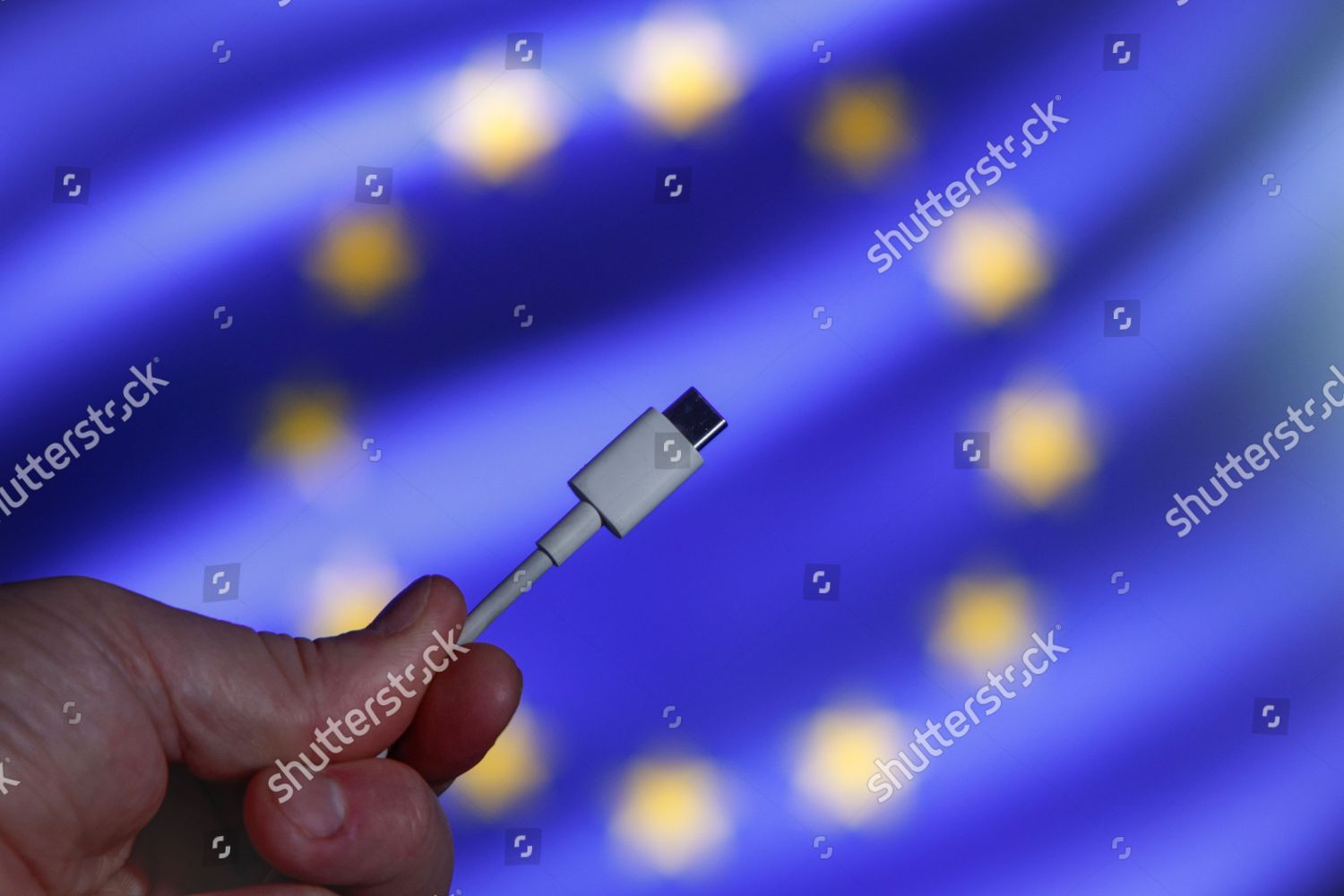 Usbc Cable Seen Eu Flag Background Editorial Stock Photo - Stock Image ...