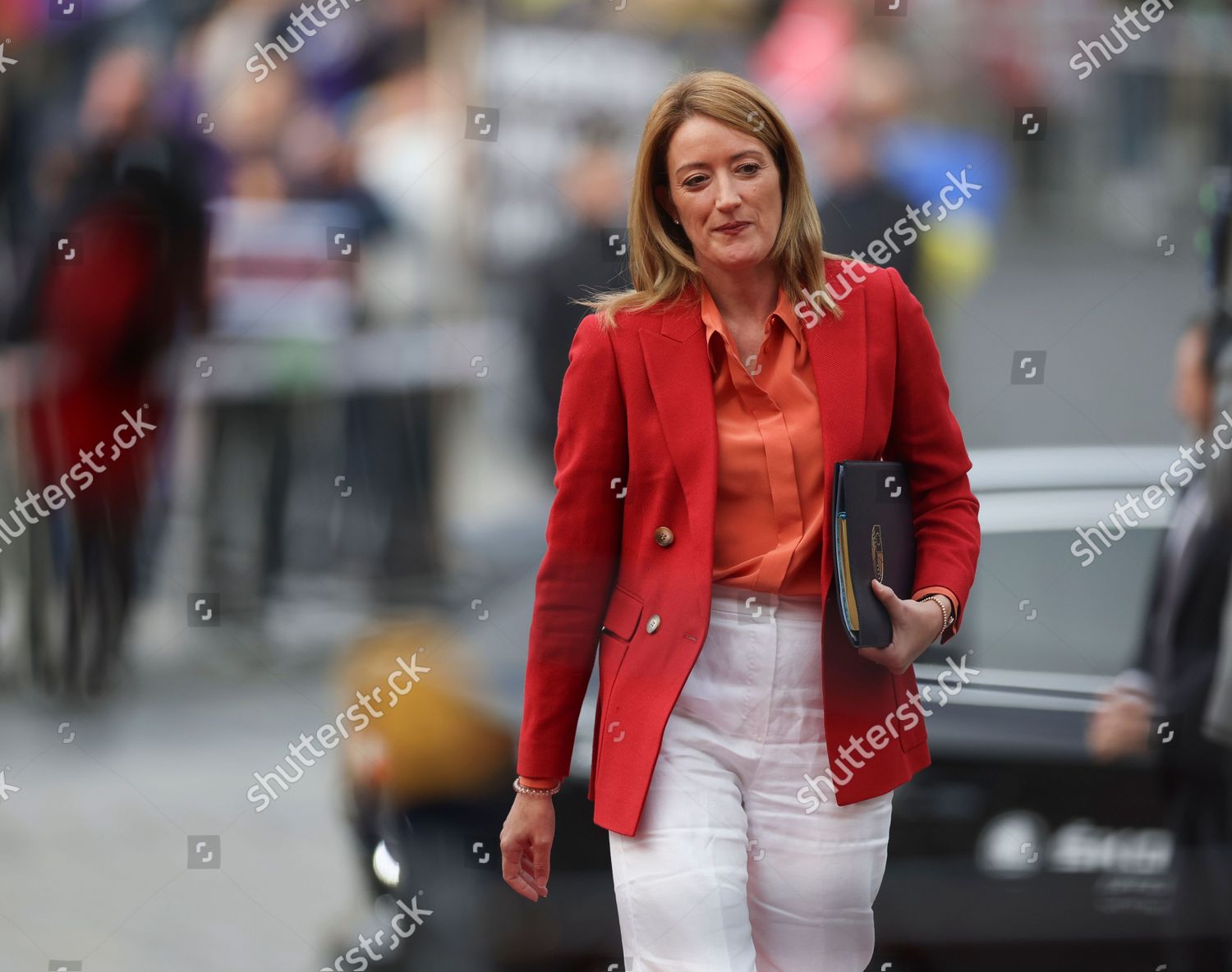 European Parliament President Roberta Metsola Arrives Editorial Stock ...