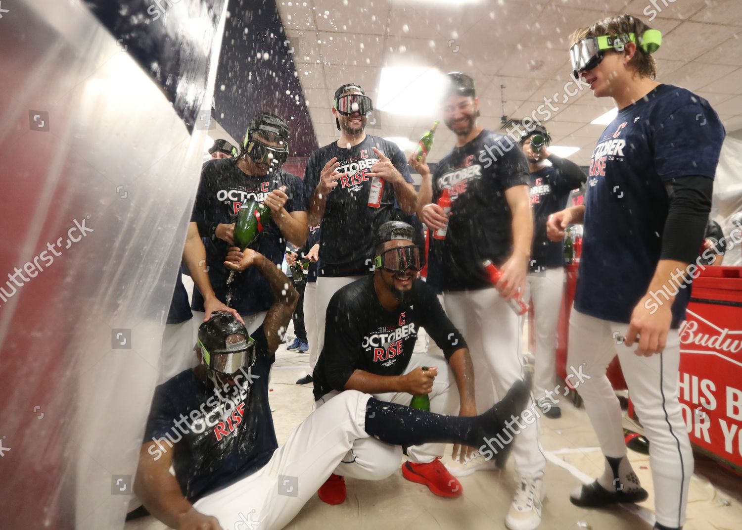 Cleveland Guardians Players Celebrate Locker Room Editorial Stock Photo ...