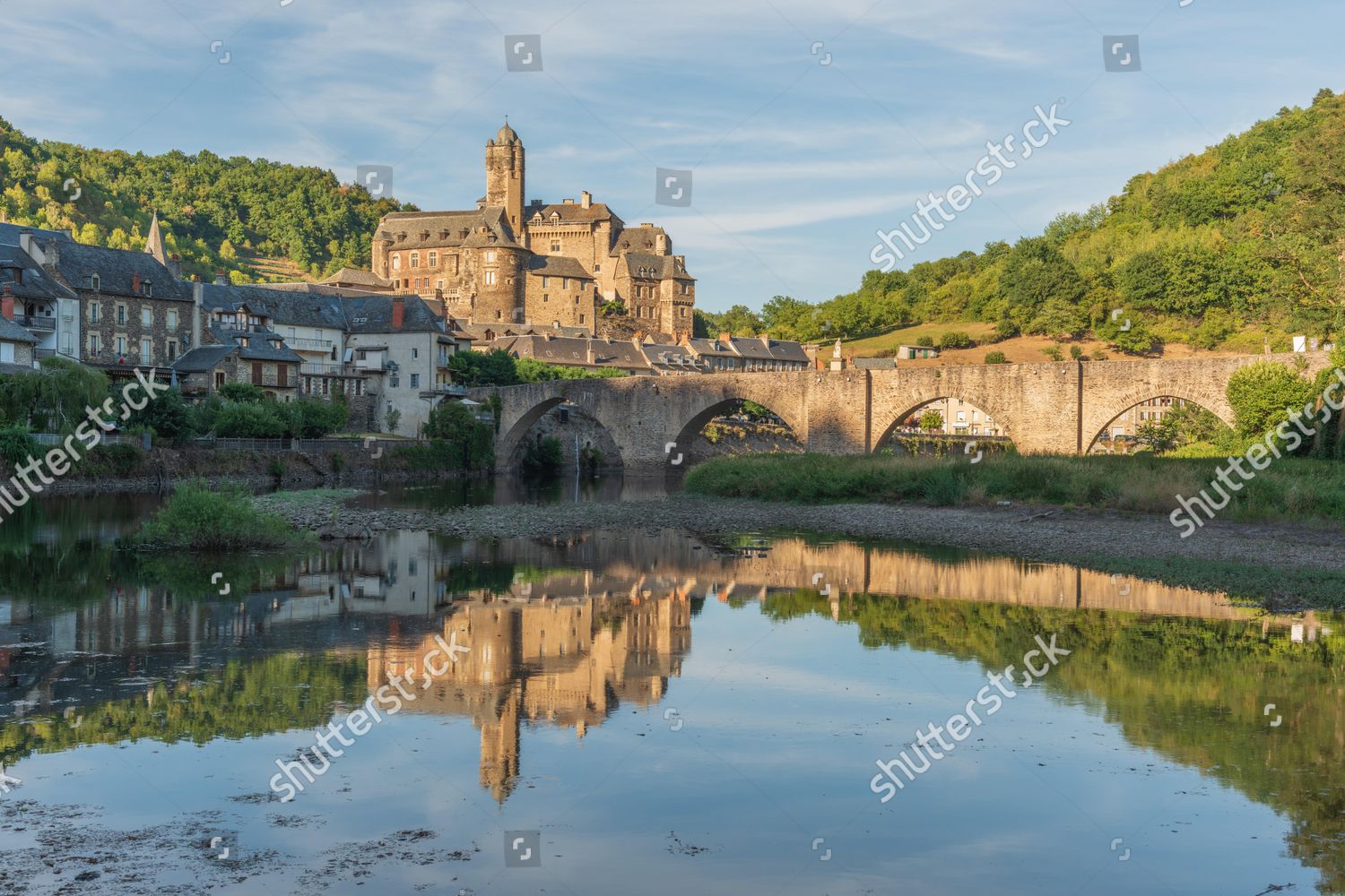 Medieval Bridge Over Castle Village Estaing Editorial Stock Photo ...