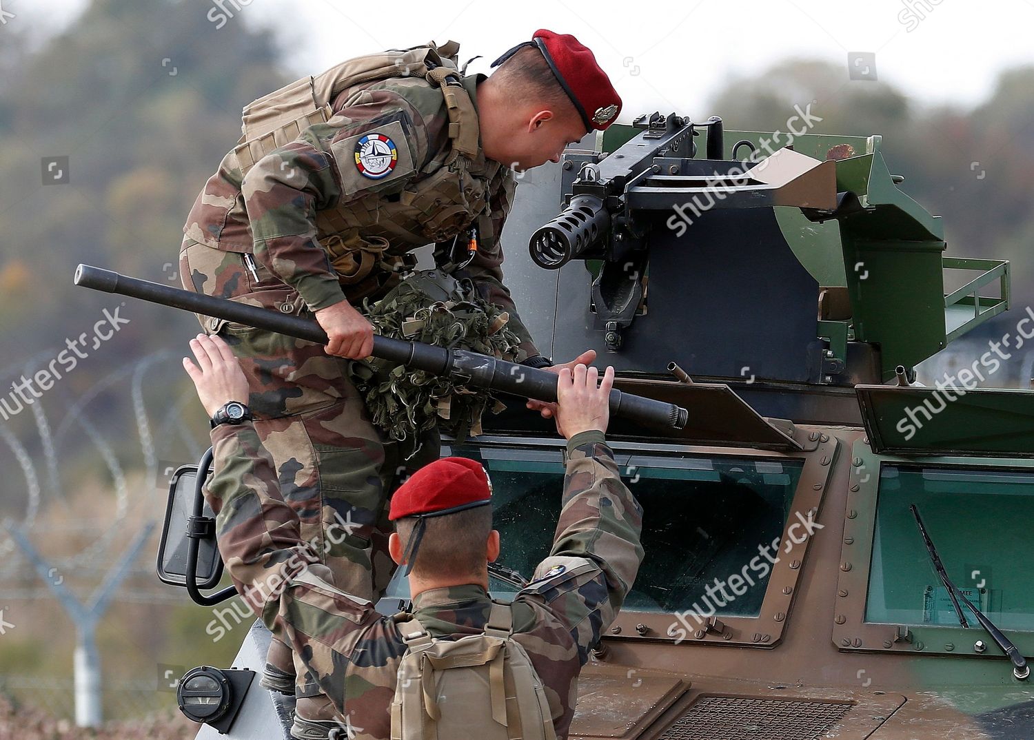Members French Military Install Heavy Machinegun Editorial Stock Photo ...