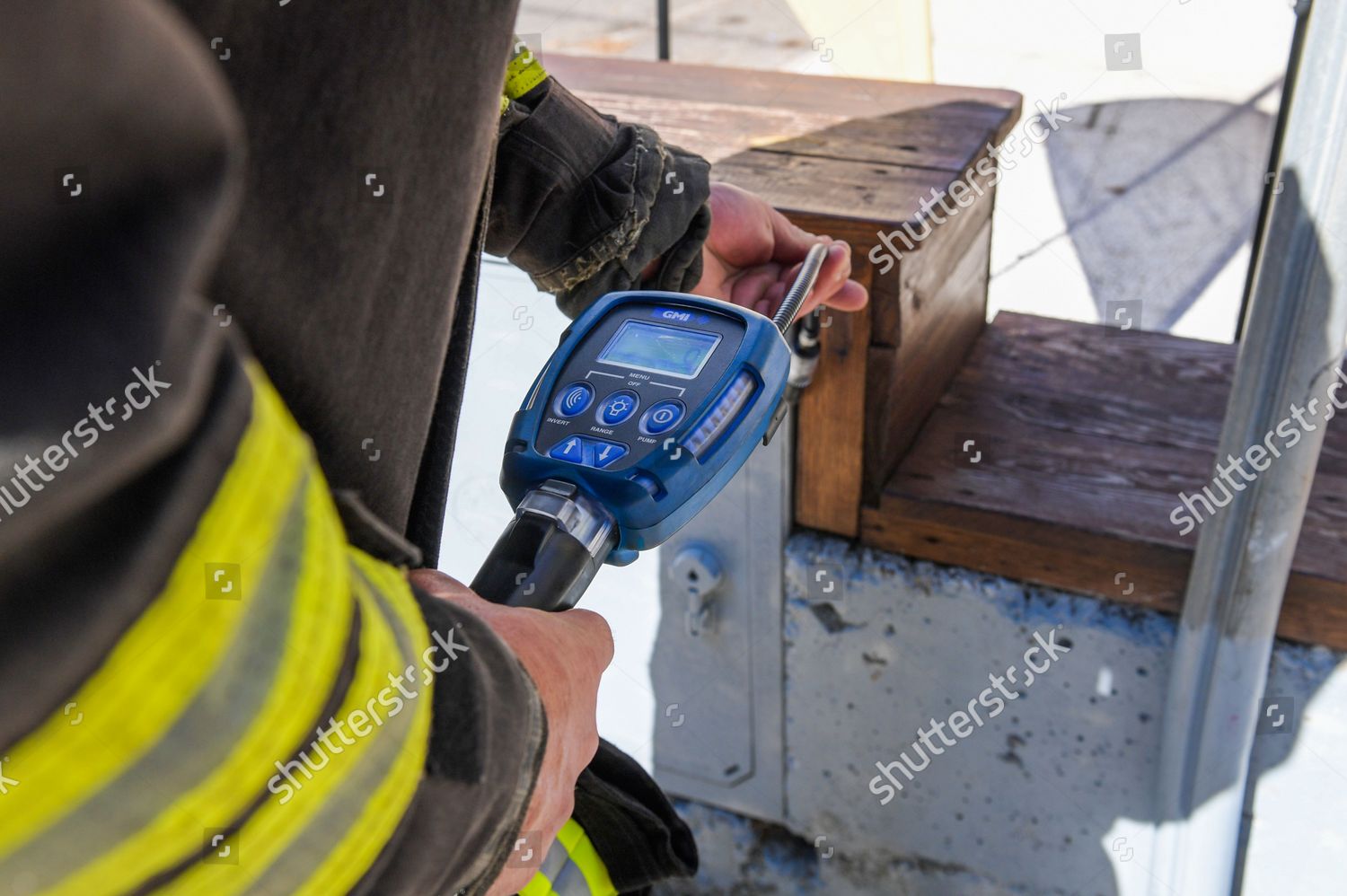 Firefighter Detects Gas Leak His Instrumentation Editorial Stock Photo ...