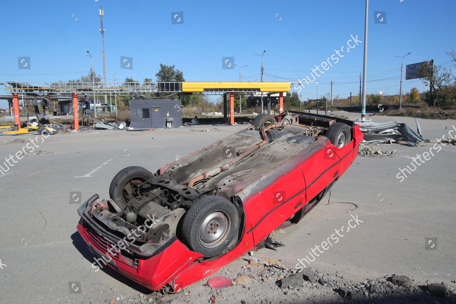 Car Turned Over By Russian Shelling Editorial Stock Photo - Stock Image ...