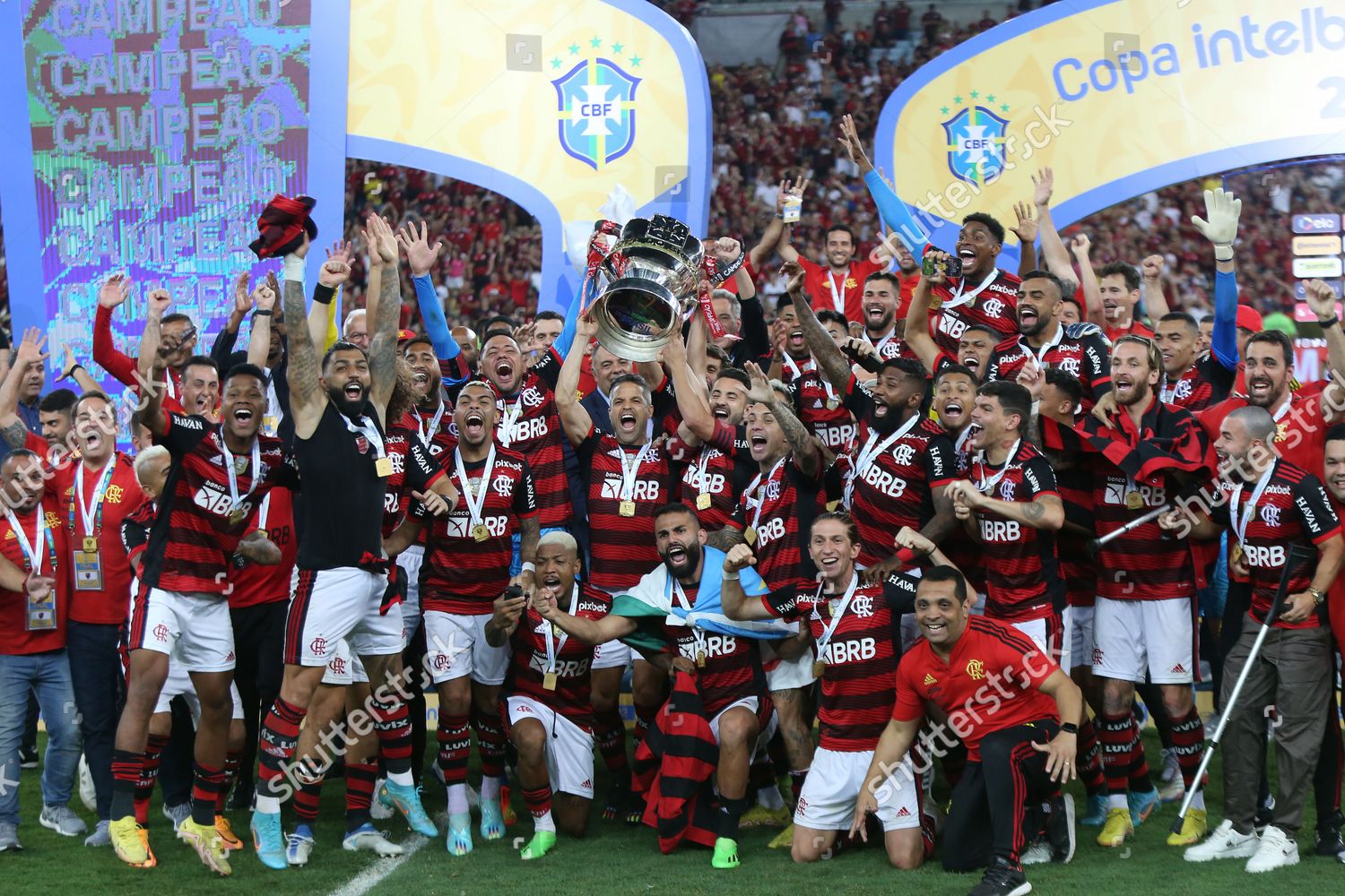 Flamengo Players Celebrate Title After Match Editorial Stock Photo ...
