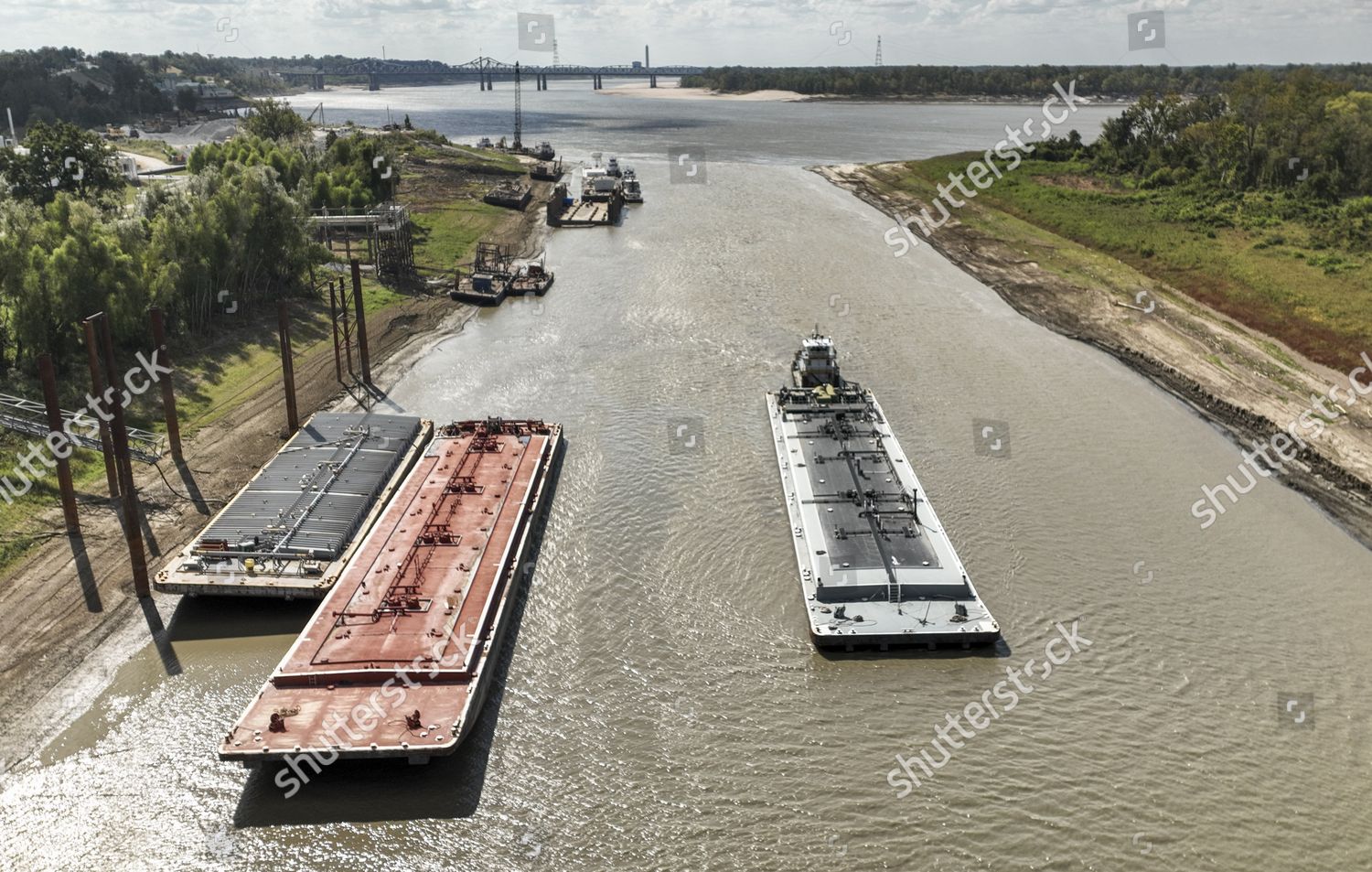 Aerial Photo Made Drone Shows Barges Editorial Stock Photo - Stock ...