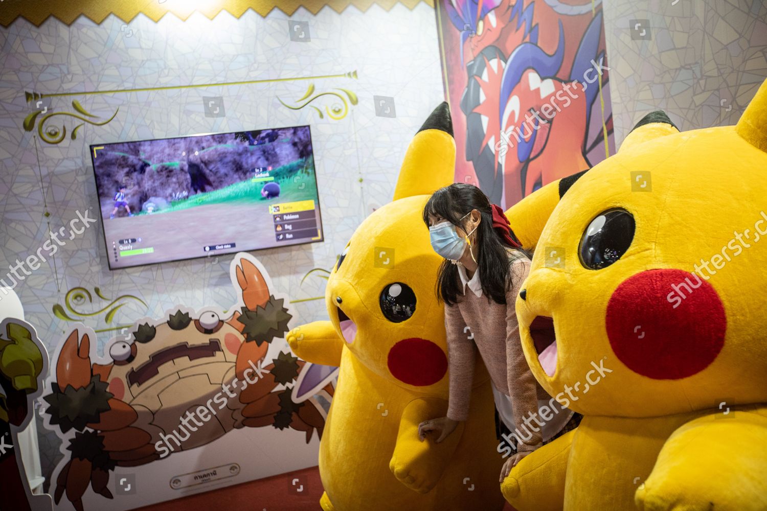 Visitor Poses Picture Two Pikachu Mascots Editorial Stock Photo - Stock ...