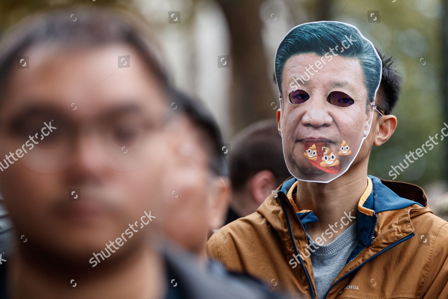 Protester Wears Xi Jinping Mask During Editorial Stock Photo - Stock ...
