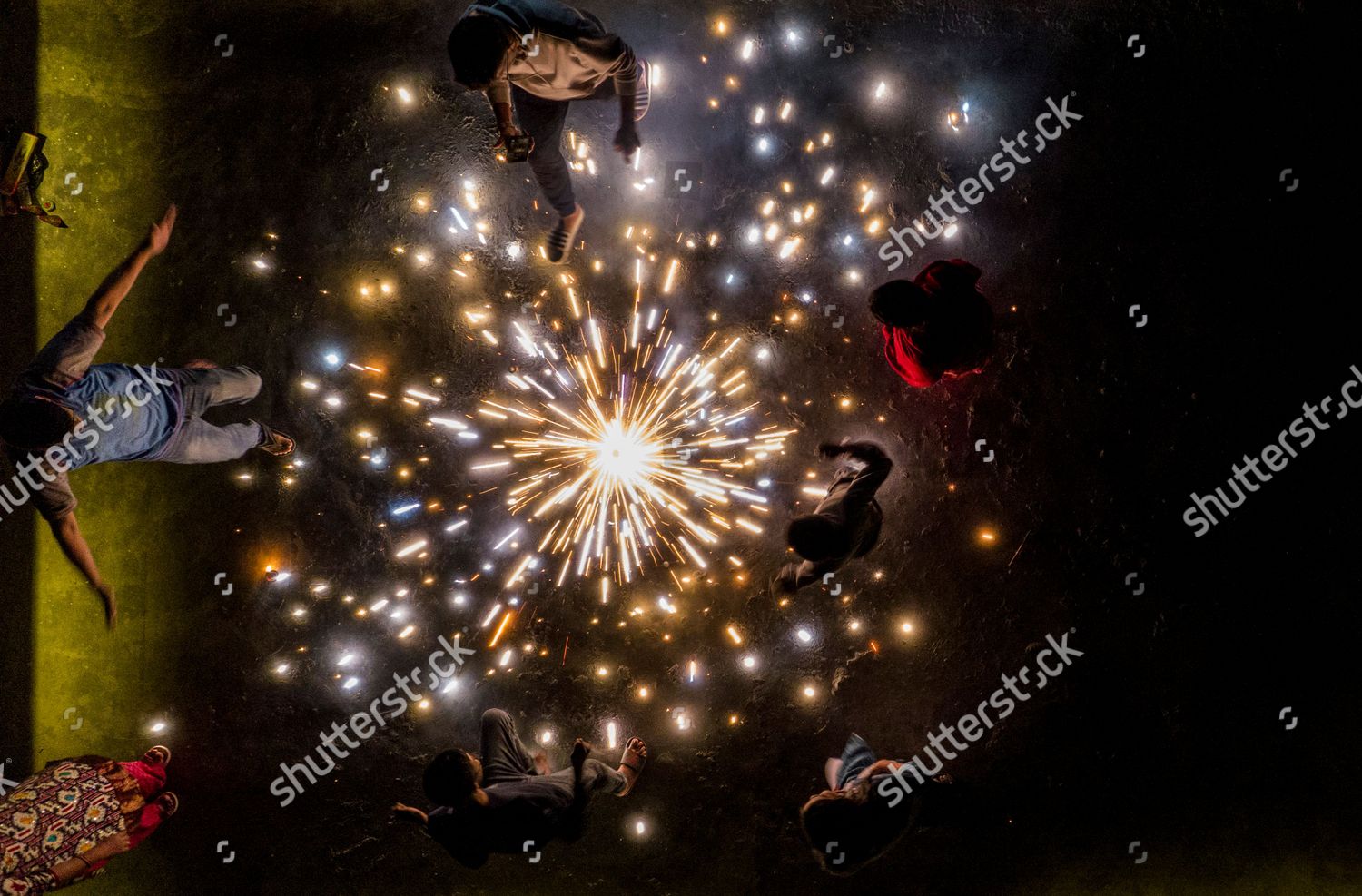 Family Members Play Firecrackers On Occasion Editorial Stock Photo ...