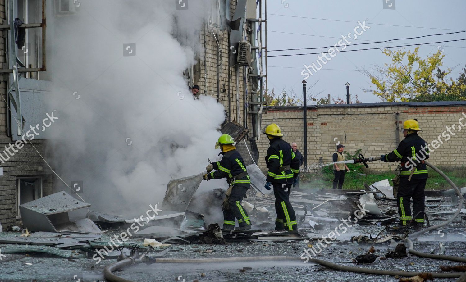 Russian Firefighters Extinguish Fire Site Car Editorial Stock Photo ...