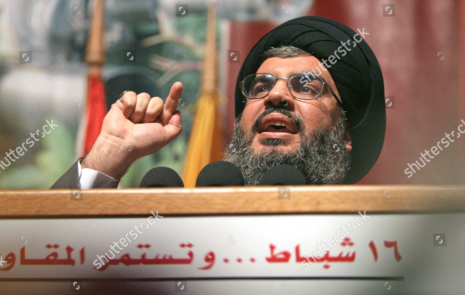 Hizbollah Leader Sayyed Hassan Nasrallah Delivers Editorial Stock Photo ...