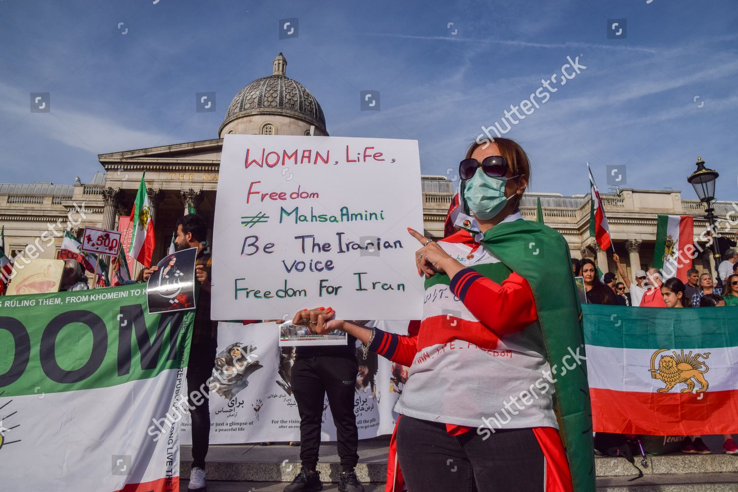 Protester Holds Woman Life Freedom Placard Editorial Stock Photo ...
