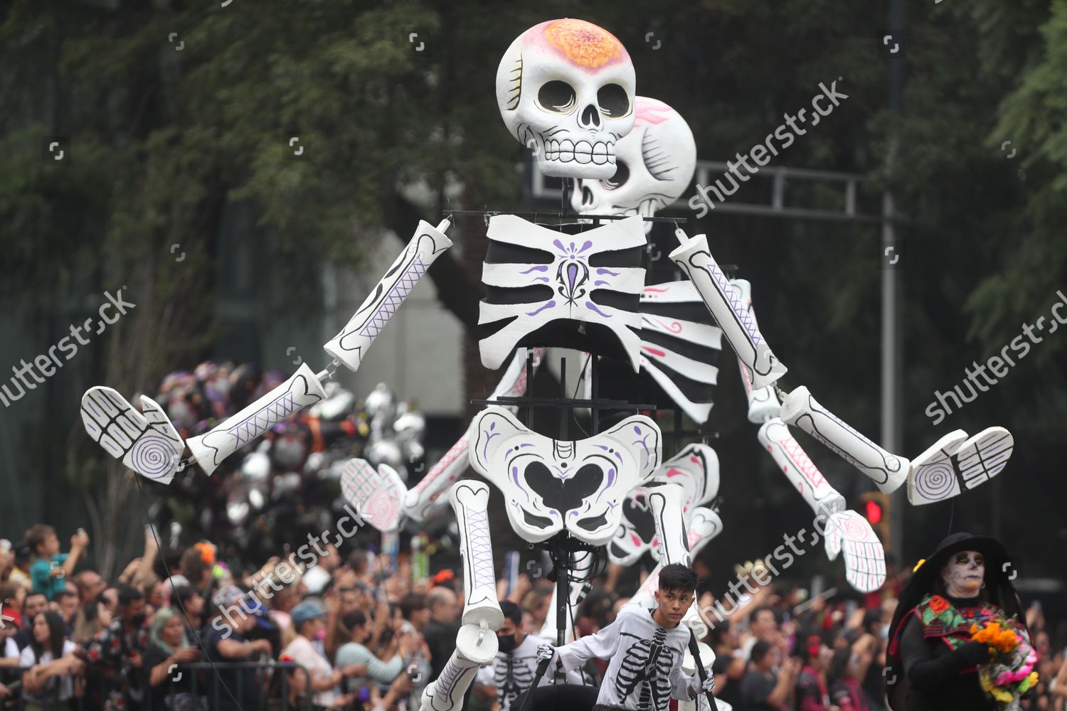 Oversized Skeleton Figures Drawn Through Parade Editorial Stock Photo ...