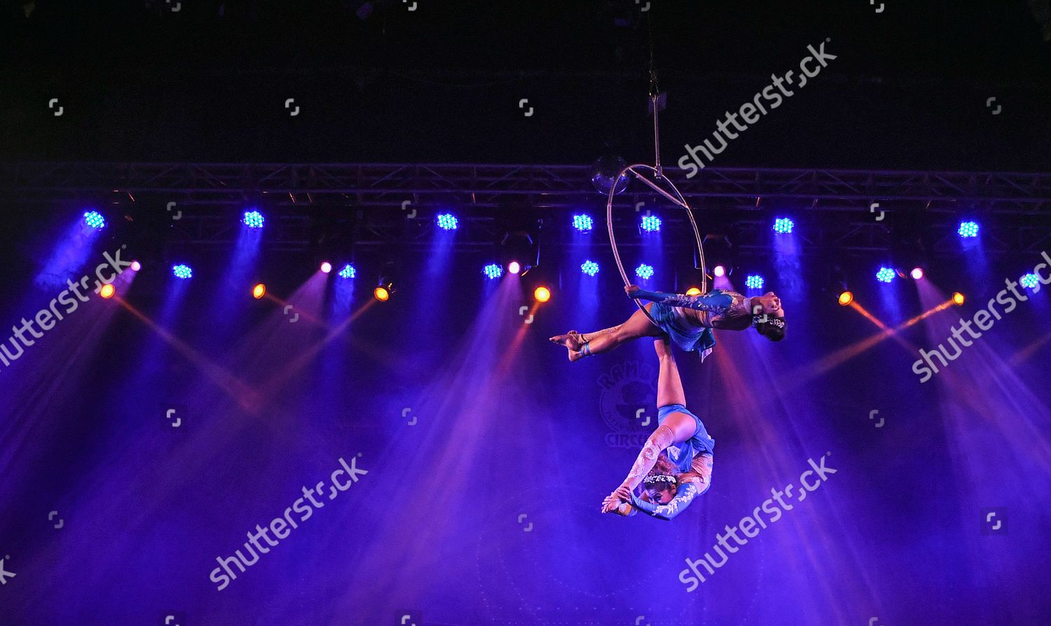 Acrobats Using Aerial Hoop Perform Rambo Editorial Stock Photo - Stock ...