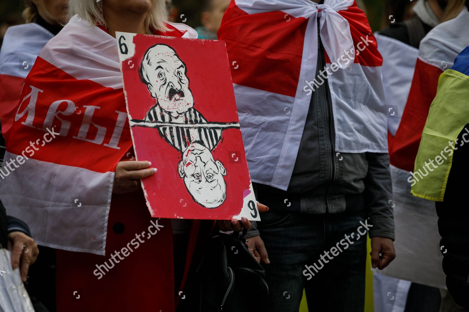 Woman Holds Placard Portraits Aliaksandr Lukashenka Editorial Stock ...