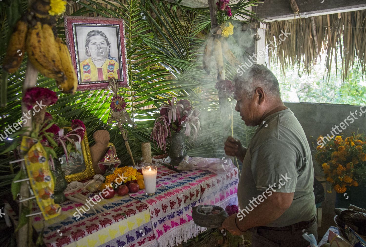 Indigenous Man Makes Offering Smoke Memory Editorial Stock Photo ...