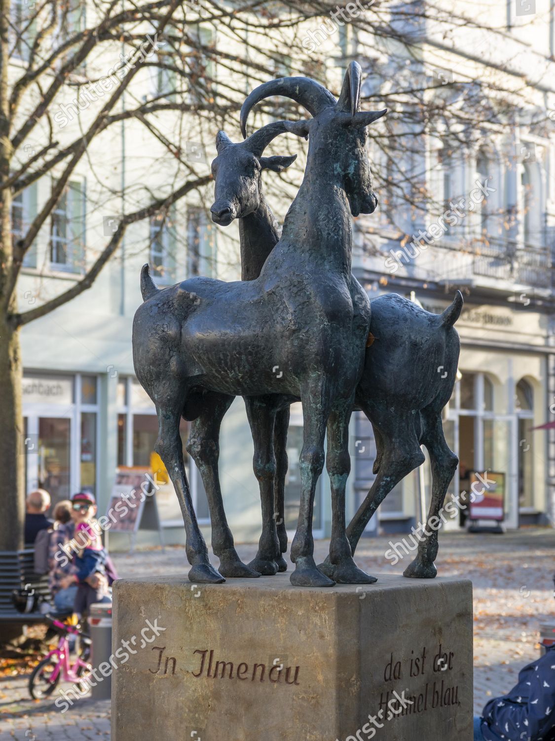 Goat Fountain Bronze Sculpture Two Goats Editorial Stock Photo - Stock ...