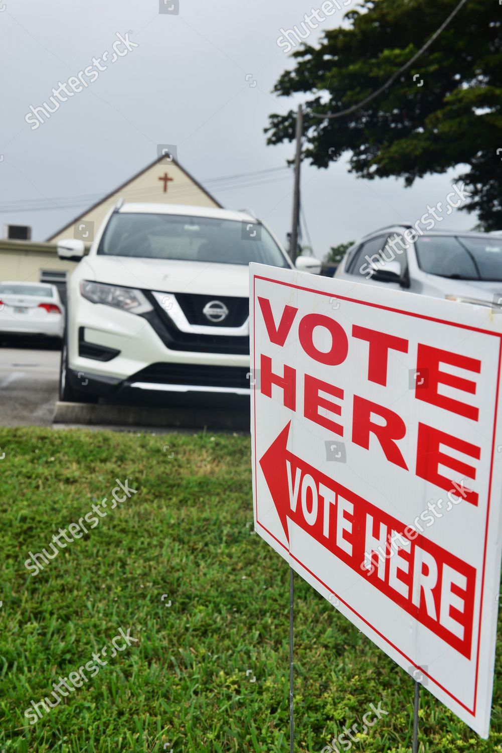 Vote Here Signs Displayed Polling Precinct Editorial Stock Photo ...