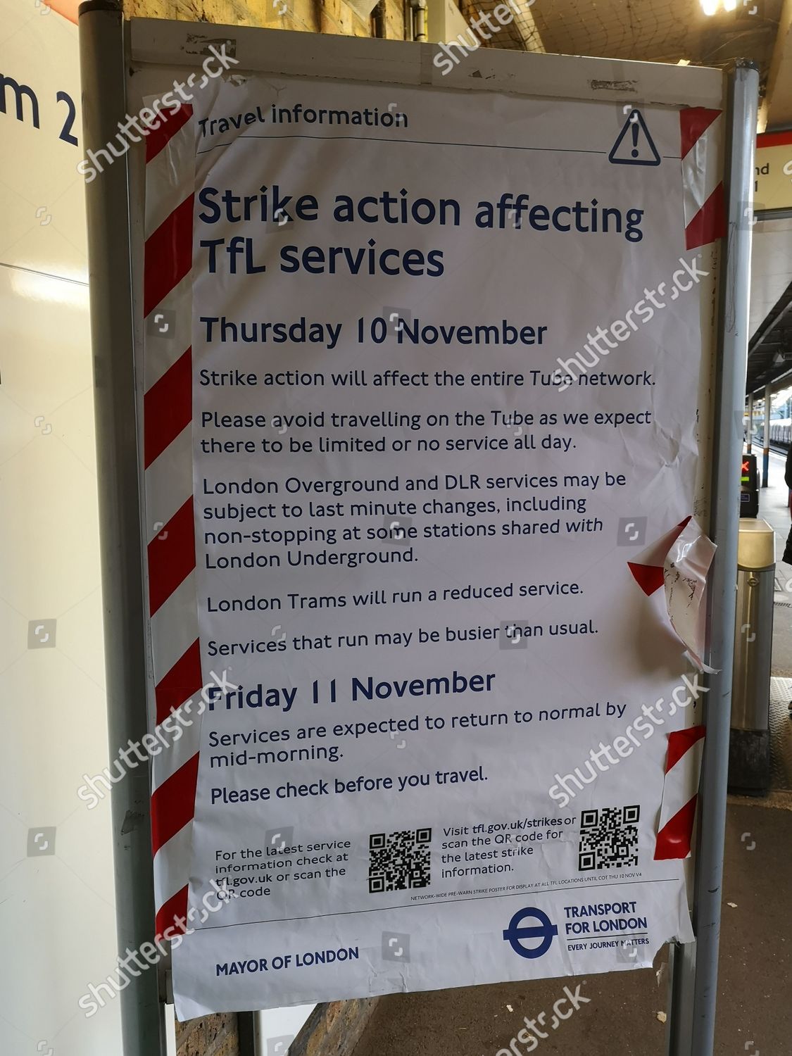 Tfl Strike Information Sign Editorial Stock Photo - Stock Image ...