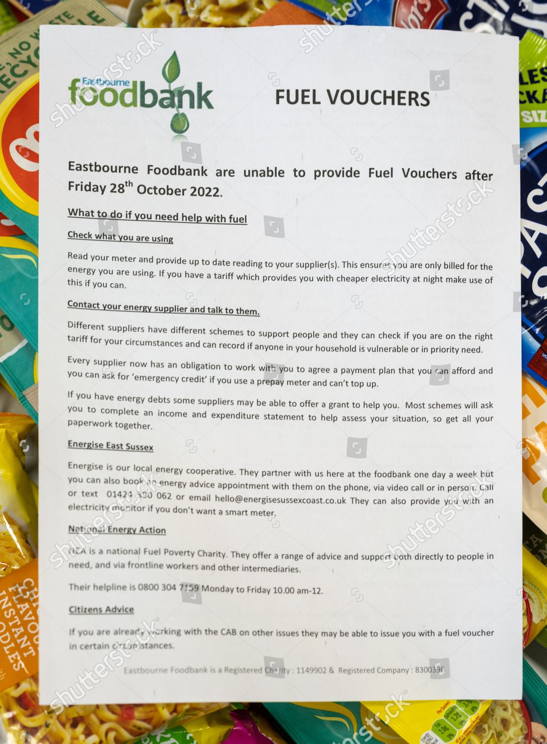 Leaflet Announcing End Fuel Vouchers Giving Editorial Stock Photo ...