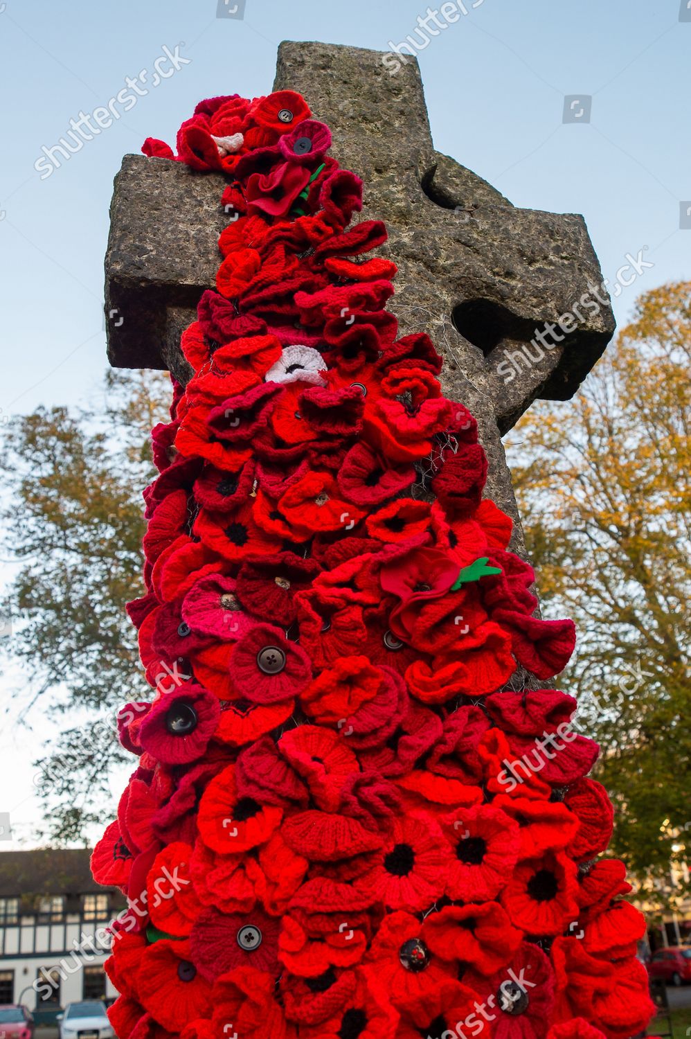 Large Knitted Remembrance Day Poppy Memorials Editorial Stock Photo ...