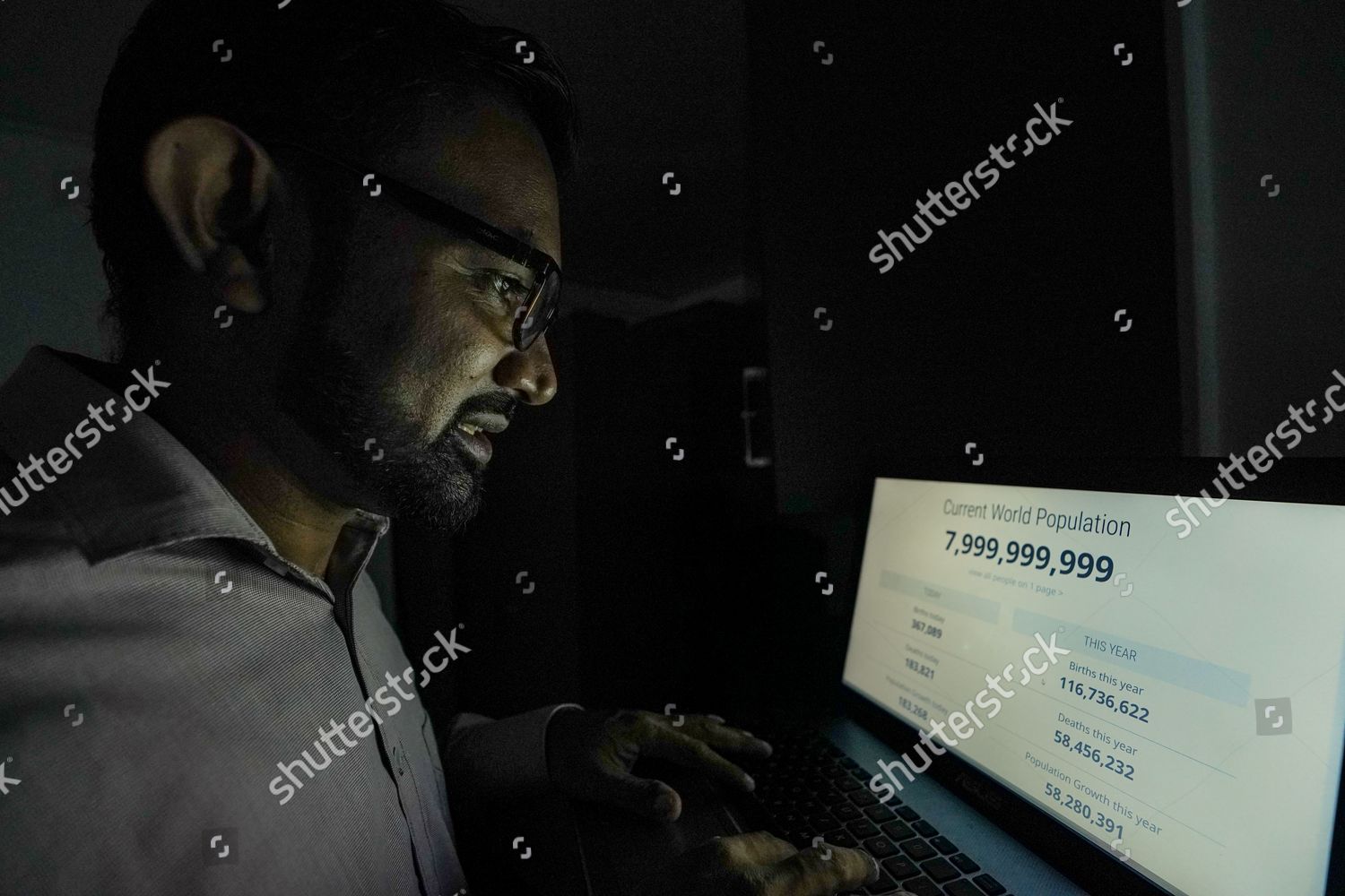 Man Watching World Population Live Counter Editorial Stock Photo ...