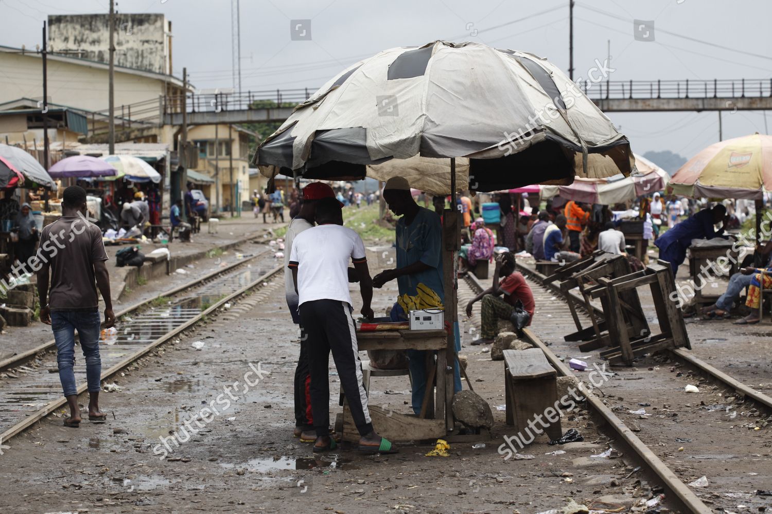 People Stand Under Makeshift Stall Made Editorial Stock Photo - Stock ...