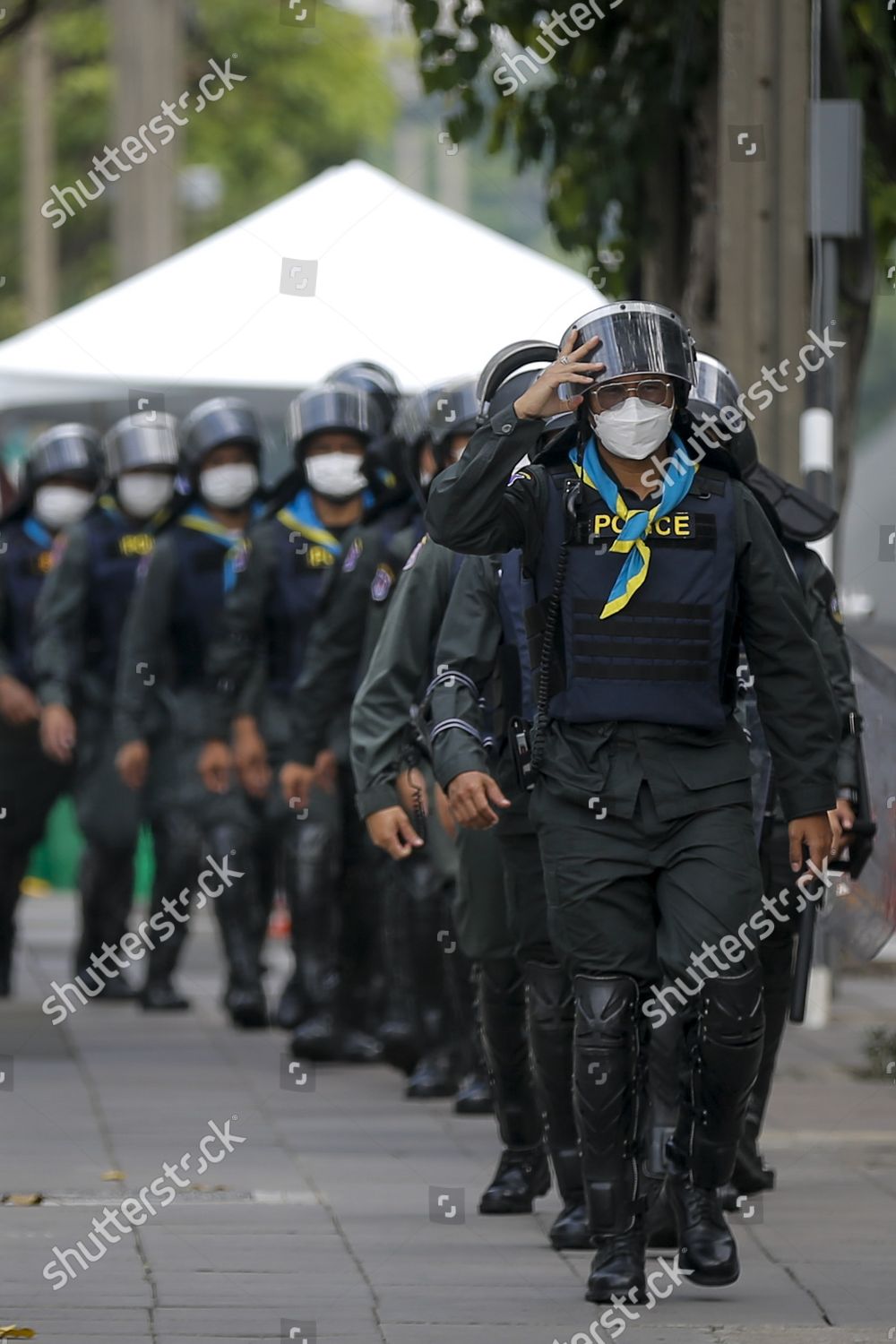Thai Riot Police Patrol Intersection Near Editorial Stock Photo - Stock ...