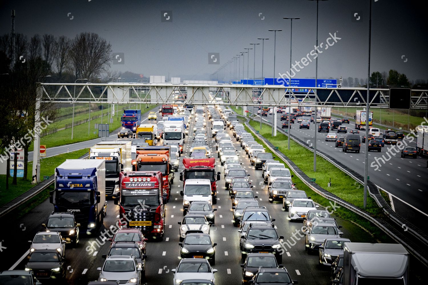 A4 Traffic Congestion On A4 Netherlands Editorial Stock Photo - Stock ...